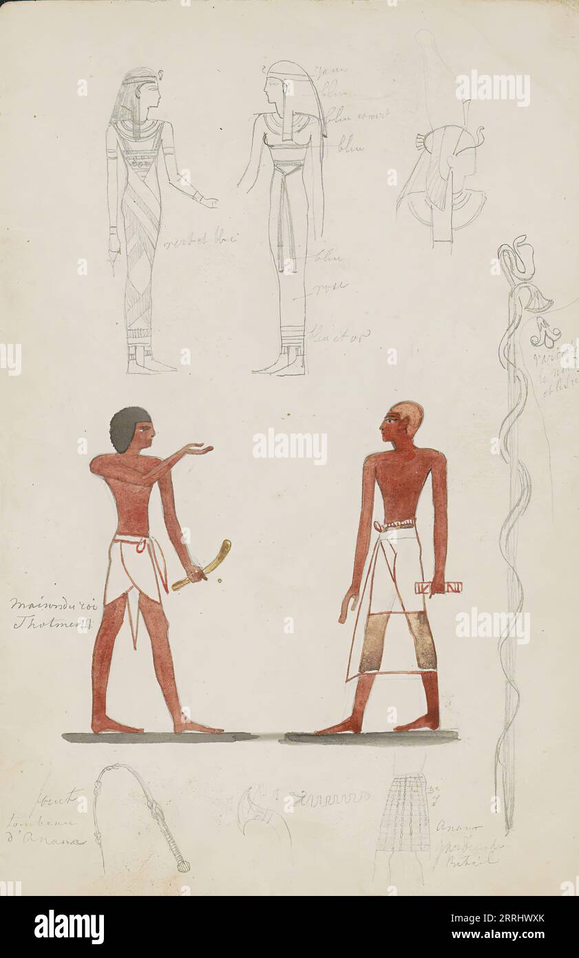 Studies of paintings of Egyptian figures, 1858-1860. Sketches made ...