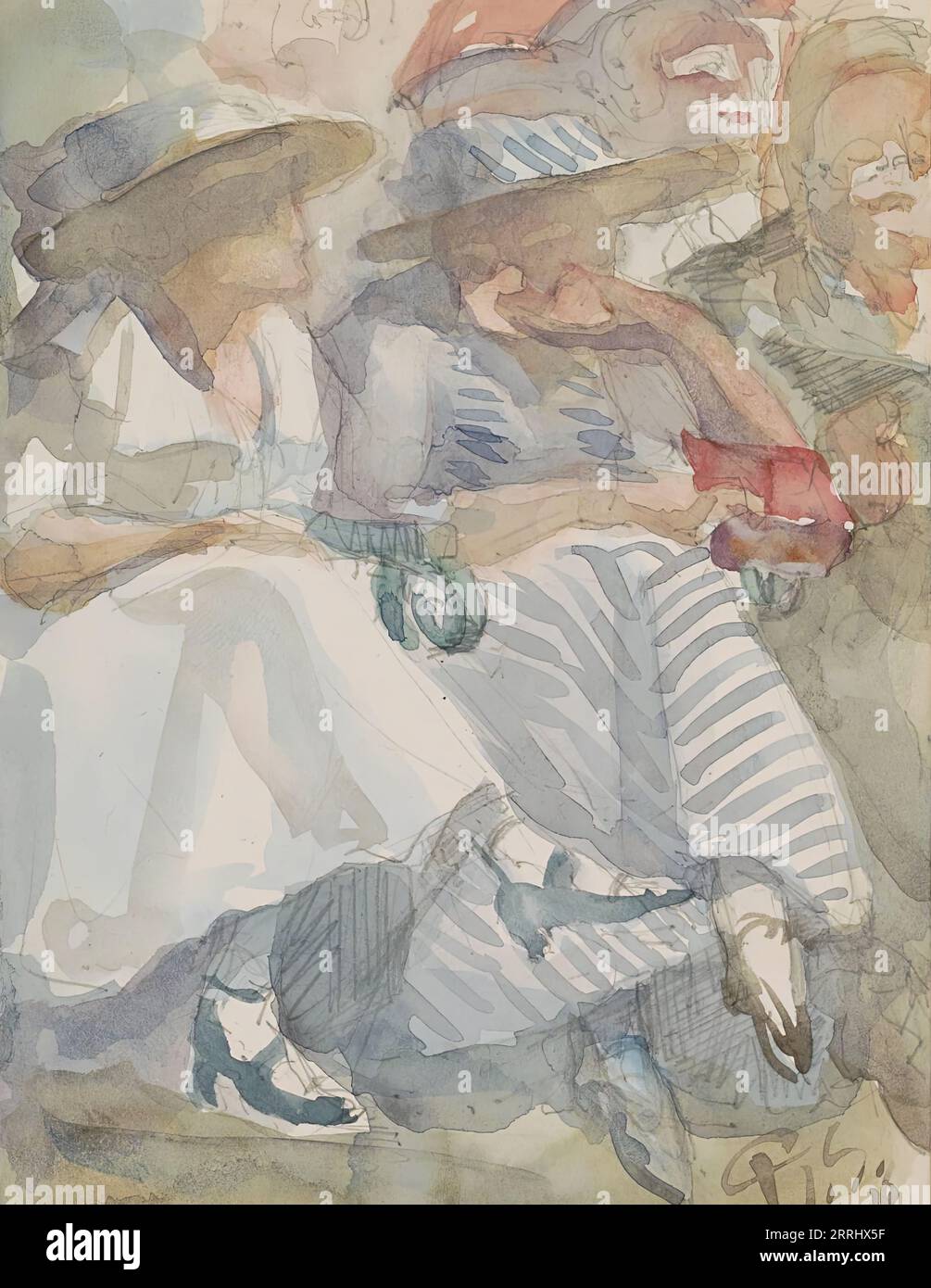 Two seated women in the front row in an audience, 1916. In long summer ...