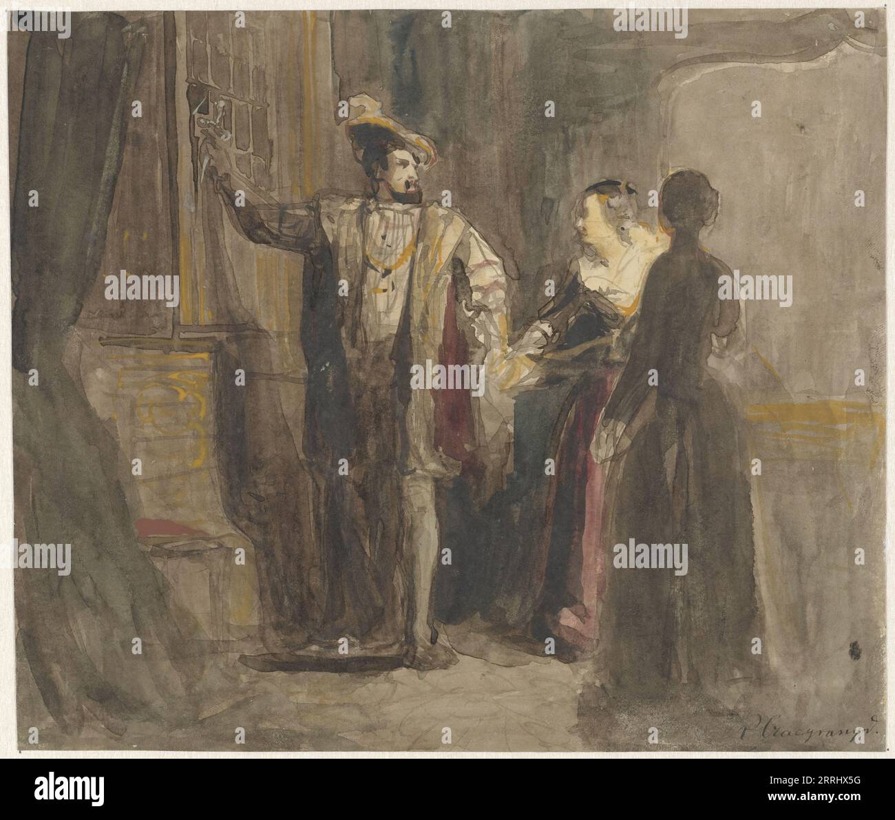 Scene from the life of King Francis I of France, 1822-1880. The king ...