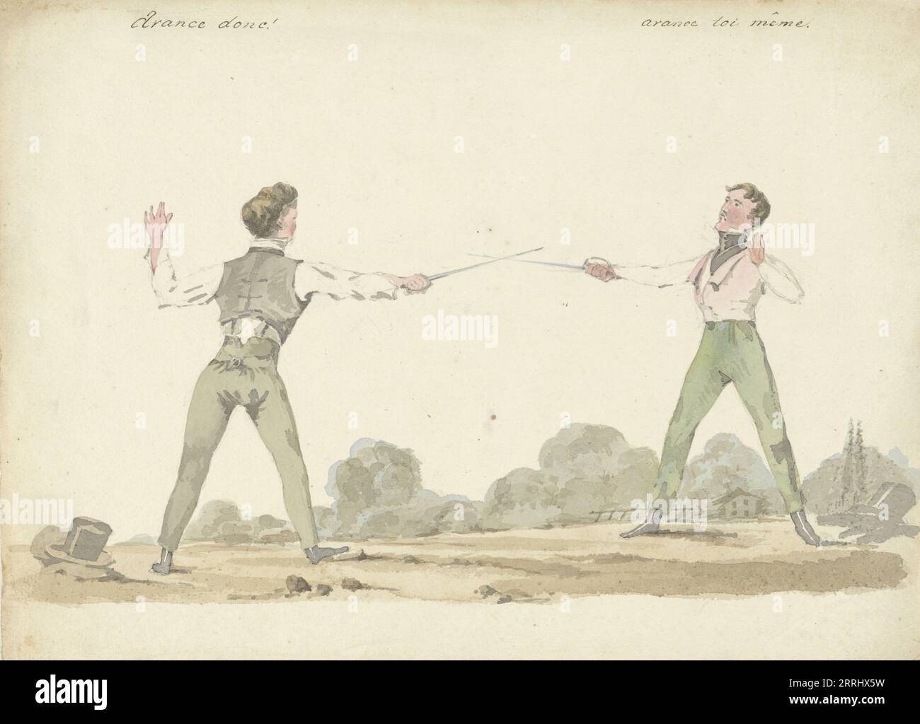 Dueling men, 1811-1873 Stock Photo - Alamy