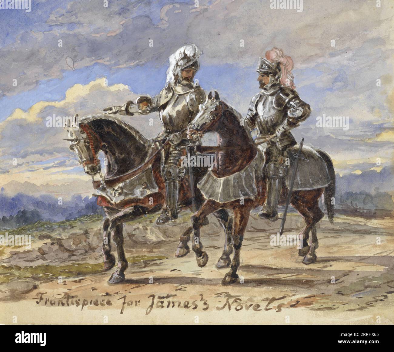 Two knights on horseback in a landscape, 1811-1873 Stock Photo - Alamy