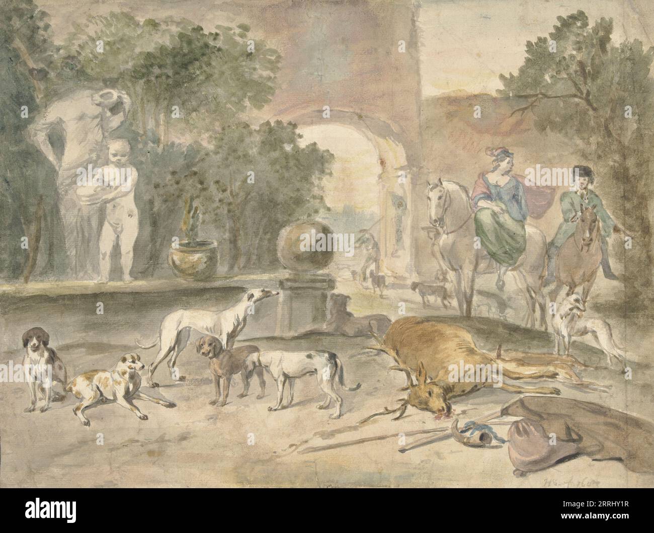 Hunting horses watercolor hi-res stock photography and images - Alamy