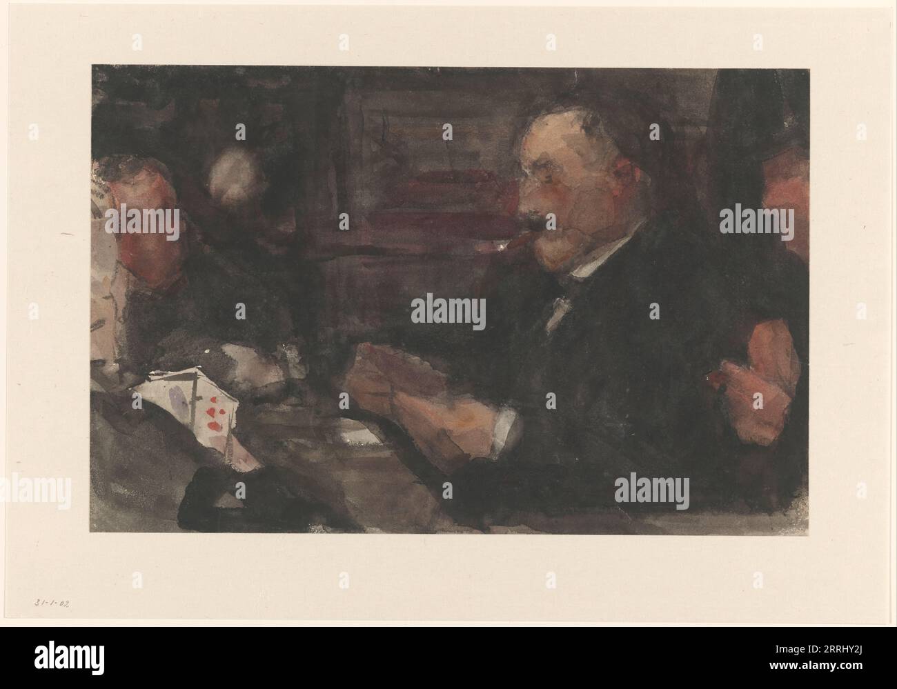 Gentlemen playing cards in cafe, 1875-1934 Stock Photo - Alamy