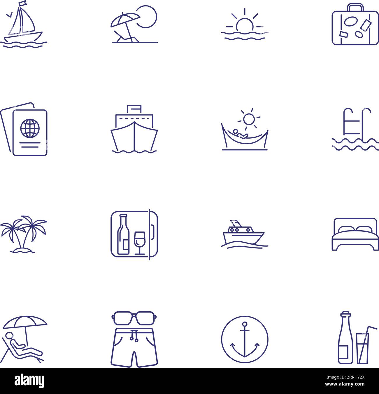 Sea cruise icons. Set of line icons Stock Vector Image & Art - Alamy