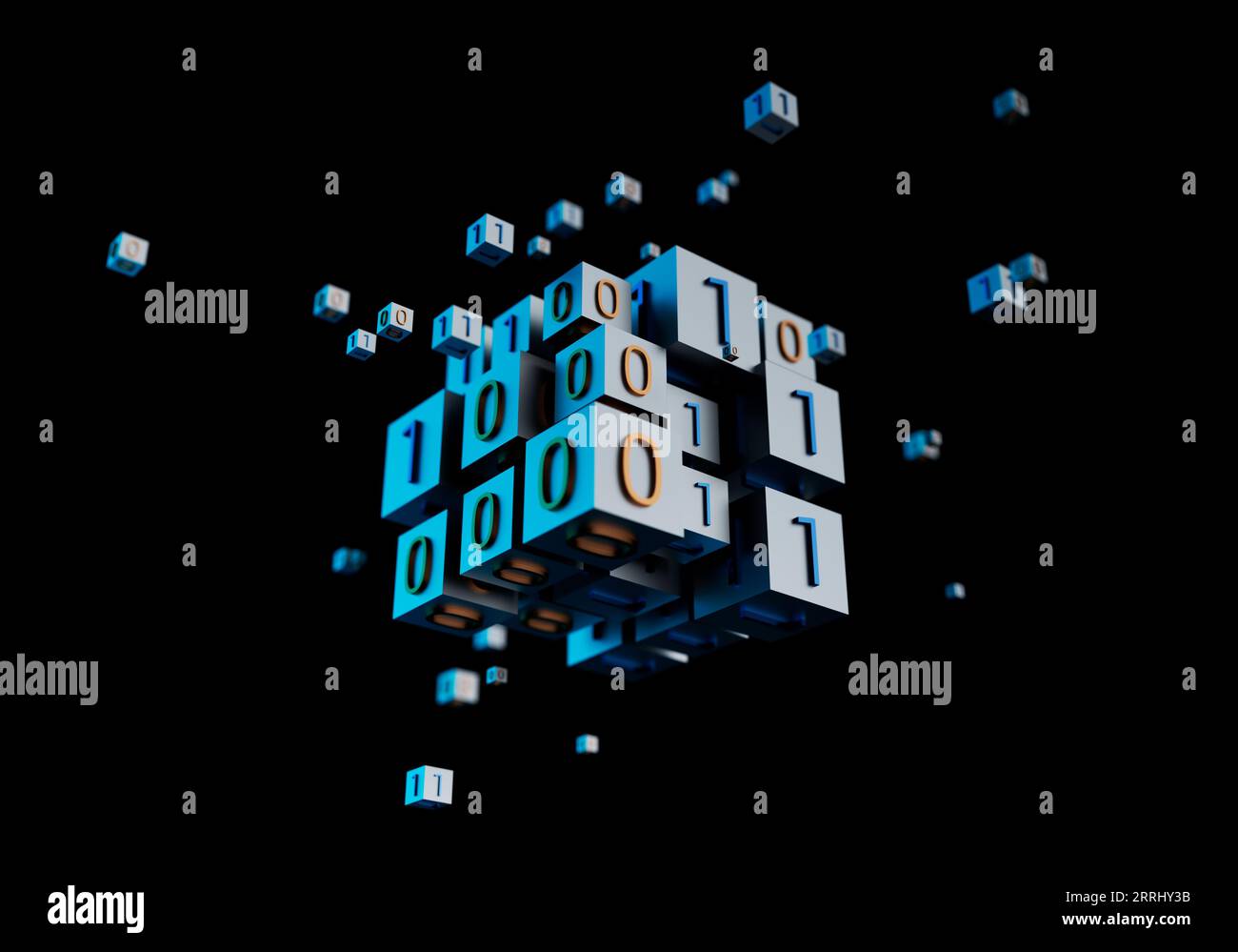 Digital technology cube data storage and electronic core Stock Photo ...