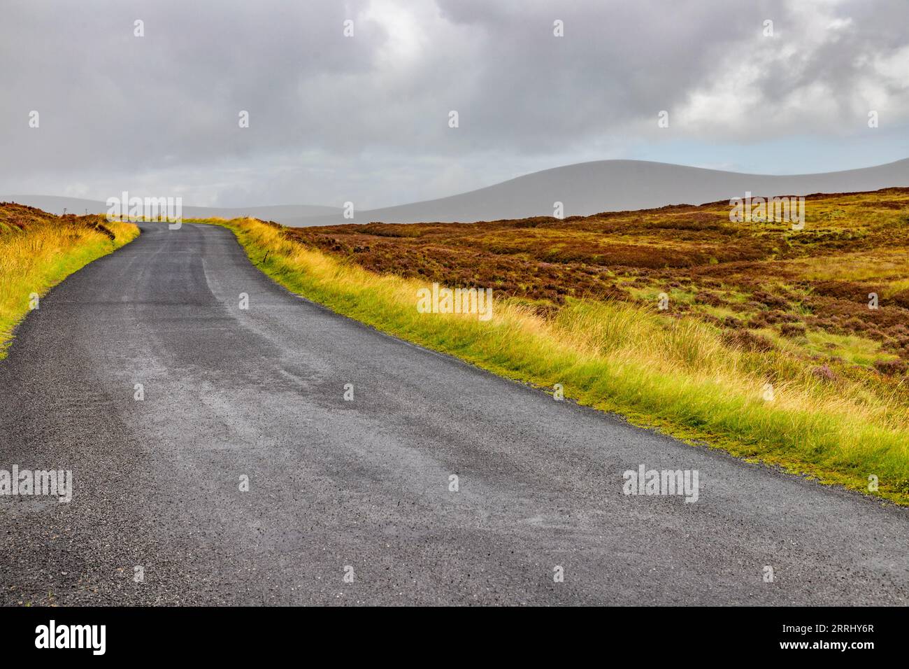 Road, Bogs with mountains in background in Sally gap, Wicklow, Ireland ...