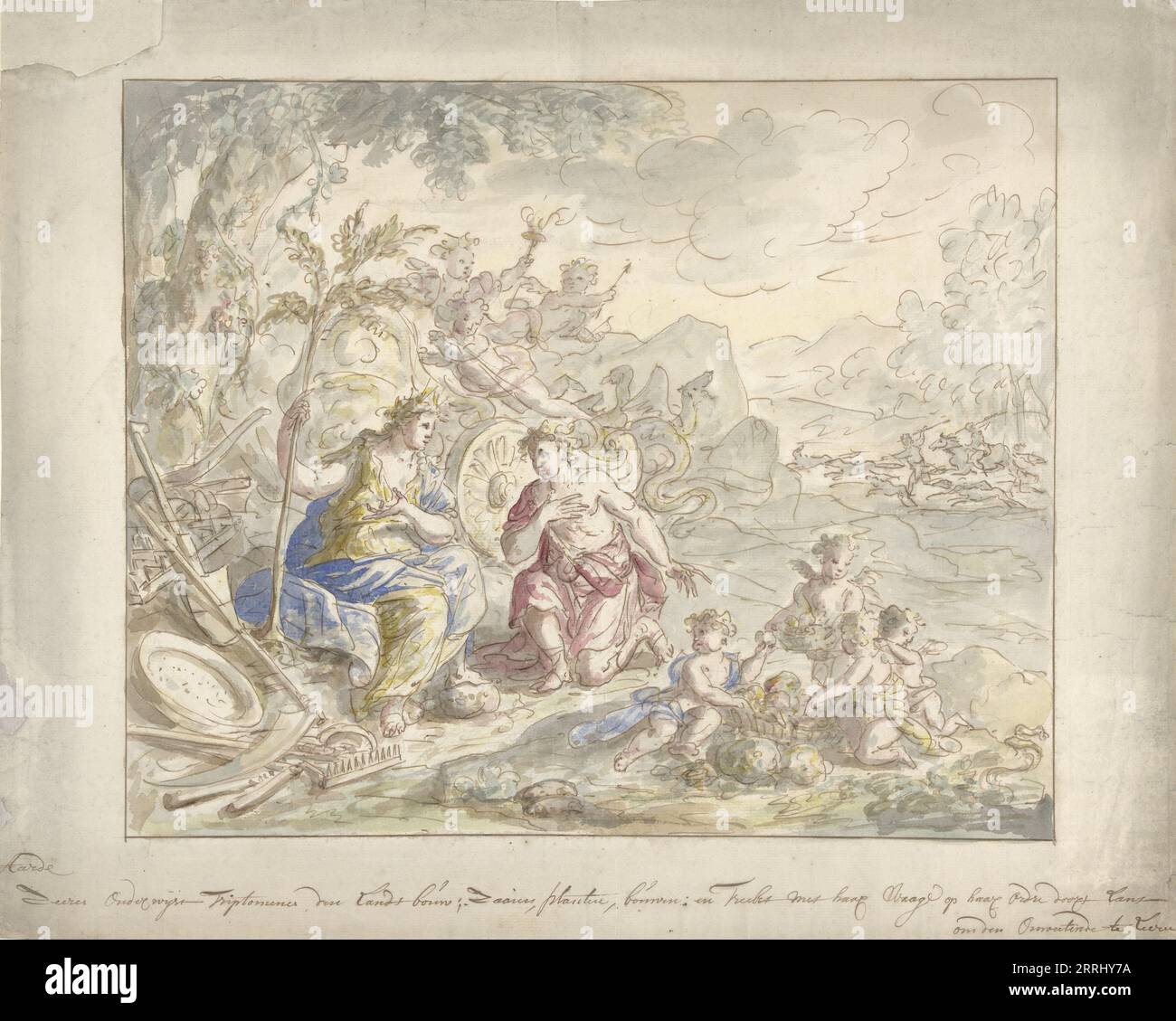 Design for a wall painting with allegory of the Earth, 1677-1755. Ceres ...