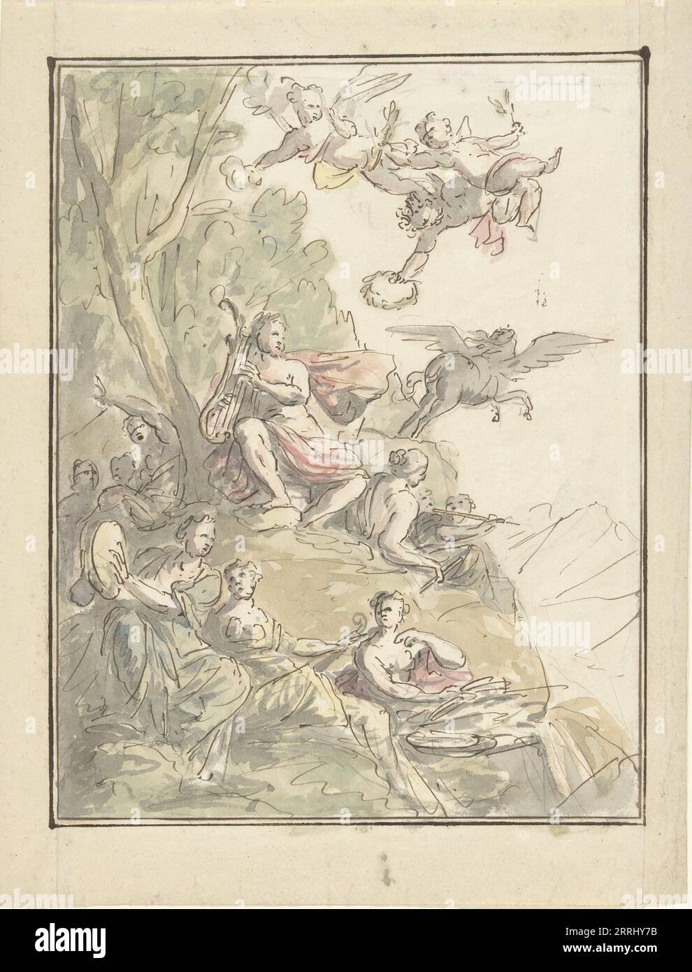 Apollo and the Muses on Parnassus, 1677-1755. Design for a painting ...