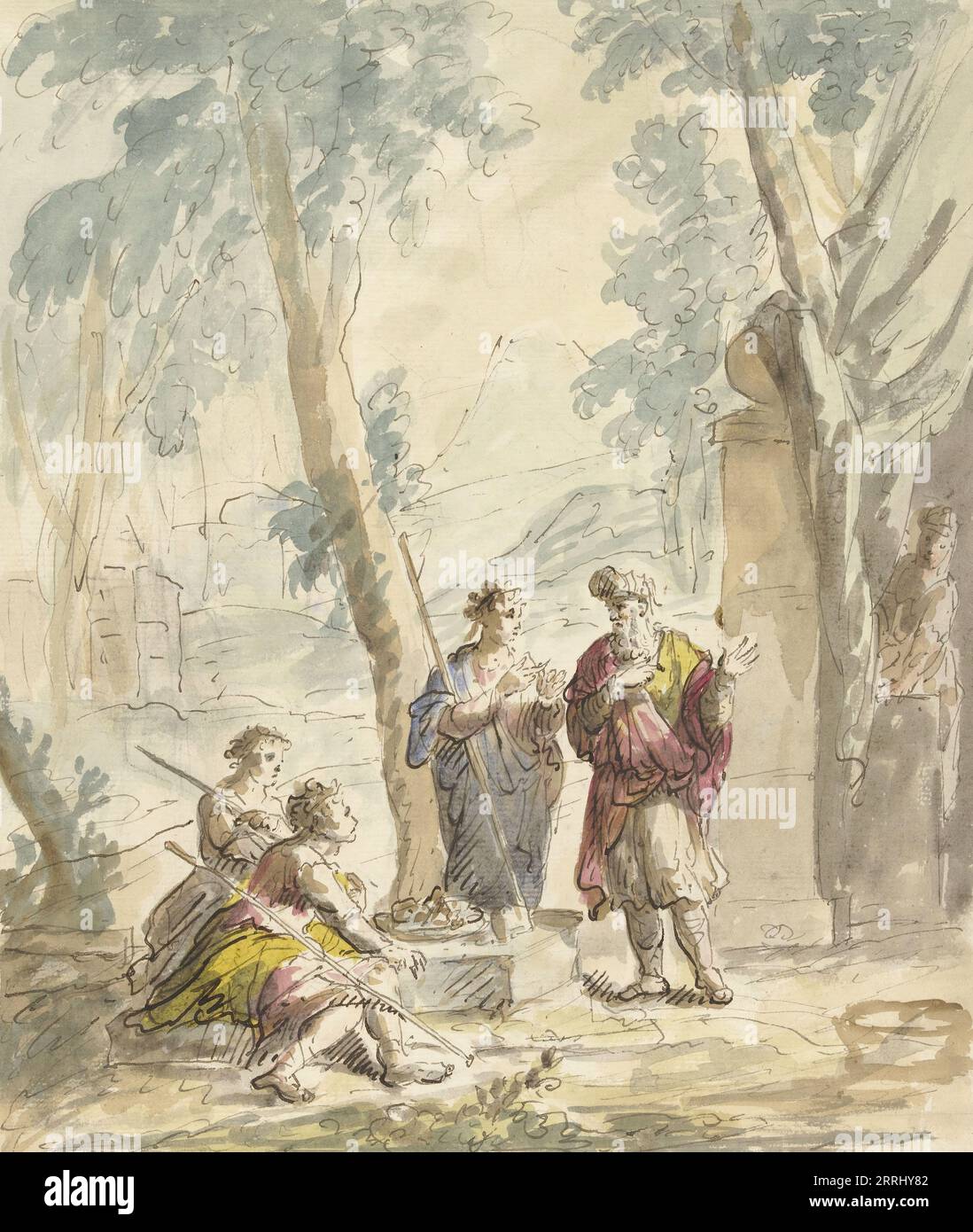 Abraham receives the three angels, 1677-1755. Design for a painting ...