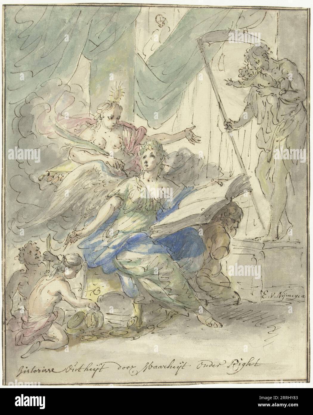 History Taught through Truth, 1677-1755. Design for a painting Stock ...
