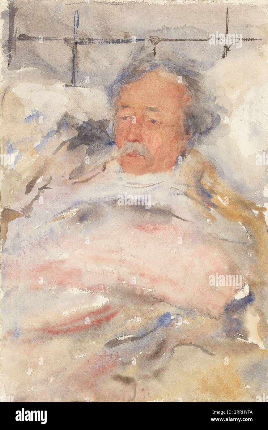 Portrait of Alphons Marie Antoine Joseph Grandmont, in bed, 1865-1913 ...