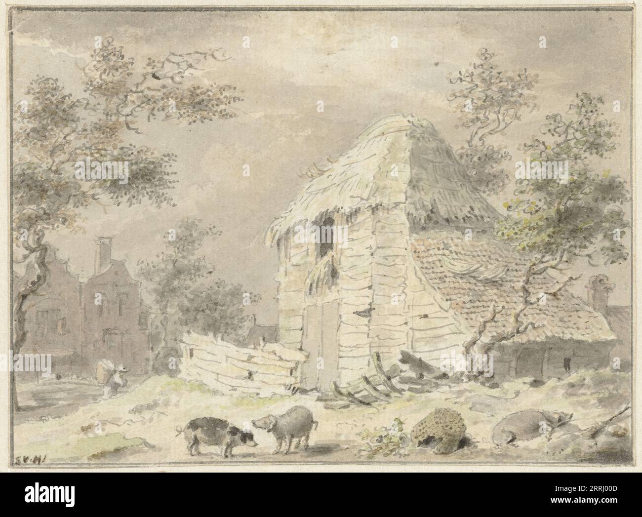 Barn with some pigs, 1700-1800 Stock Photo - Alamy