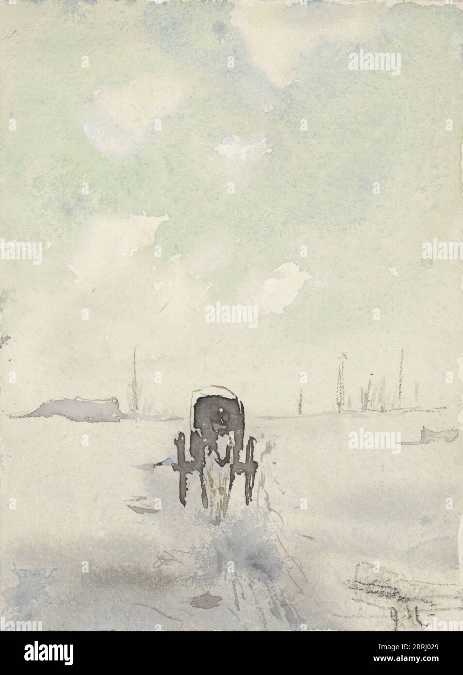 Winter landscape with horse and carriage, 1860-1921 Stock Photo - Alamy