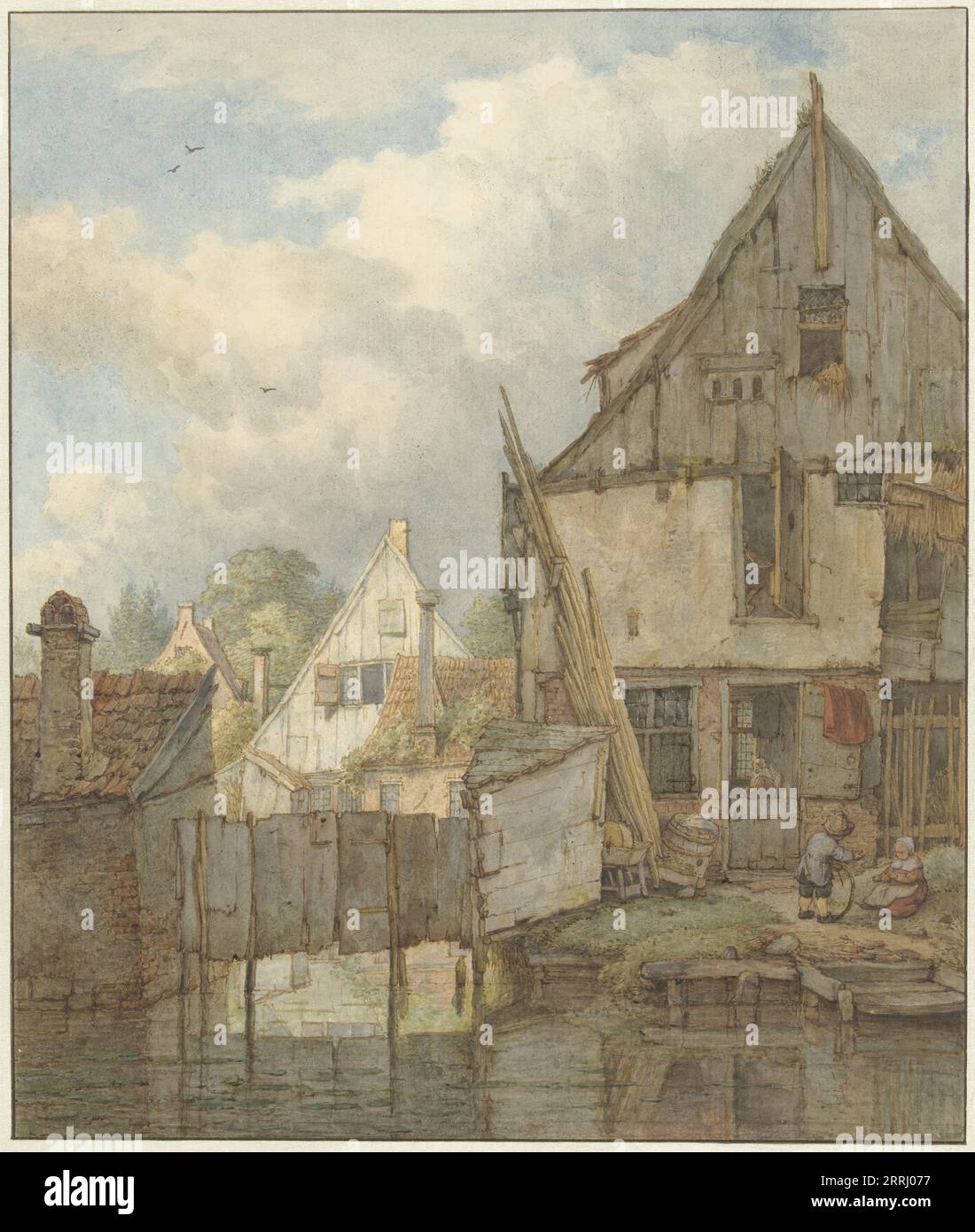Dilapidated houses on the water, 1776-1822 Stock Photo - Alamy
