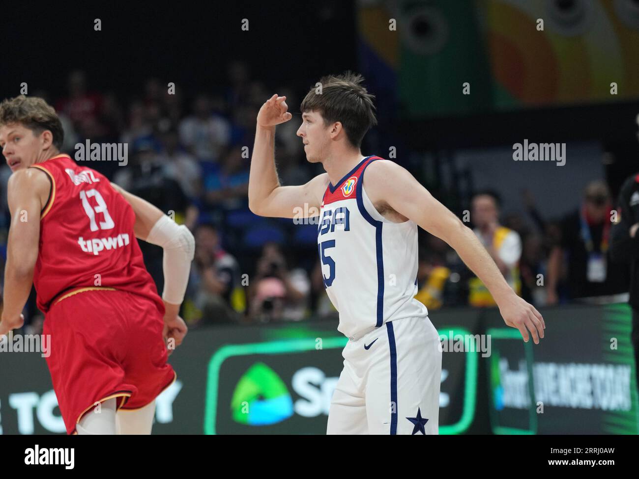 Manila, Philippines. 8th Sep, 2023. Austin Reaves (R) of the United ...