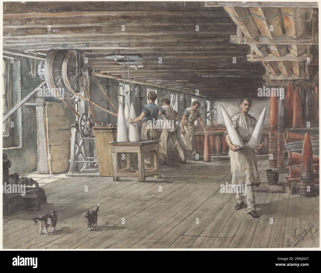 Interior of the sugar factory of the Vom Rath company, 1885 Stock Photo ...