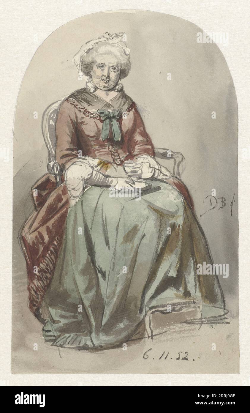 Sitting old lady, 1852 Stock Photo - Alamy