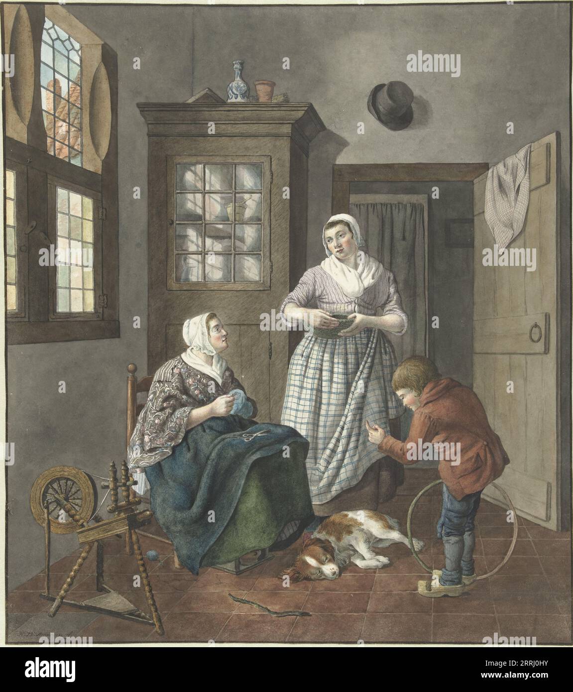 Dutch interior with sewing woman hi-res stock photography and images ...