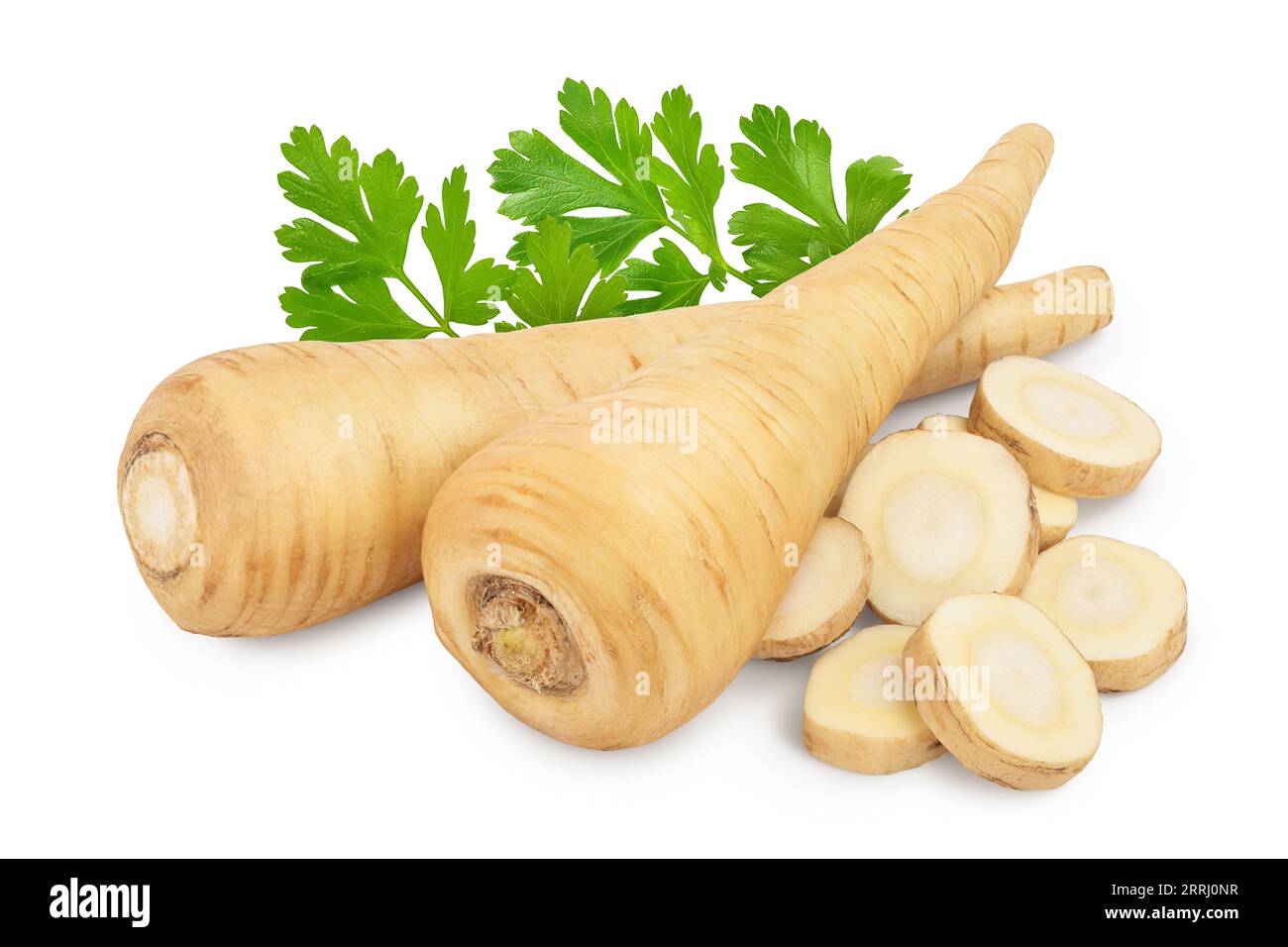 Parsnip root and slices isolated on white background Stock Photo - Alamy