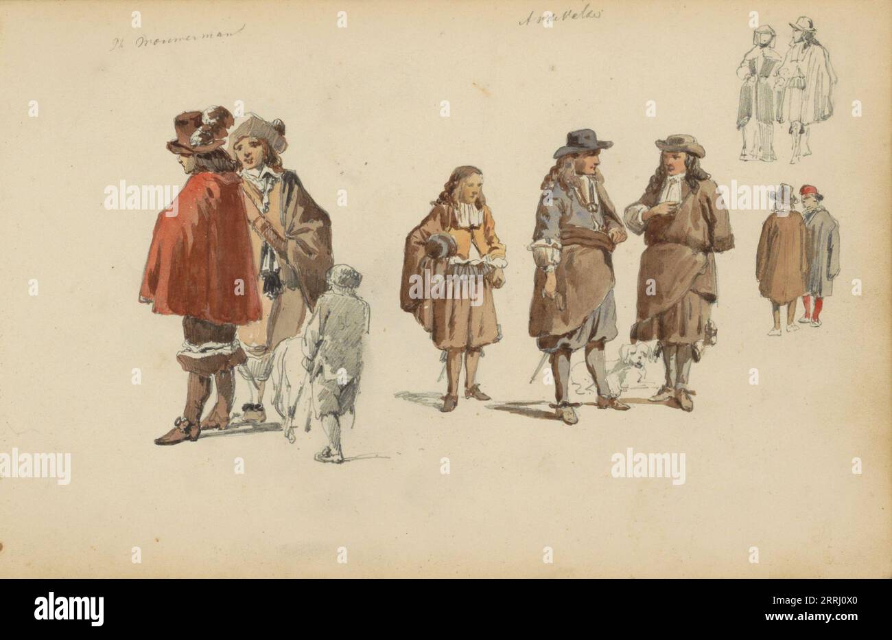 Figures in seventeenth-century clothing, c. 1846-c. 1882. A boy and a ...