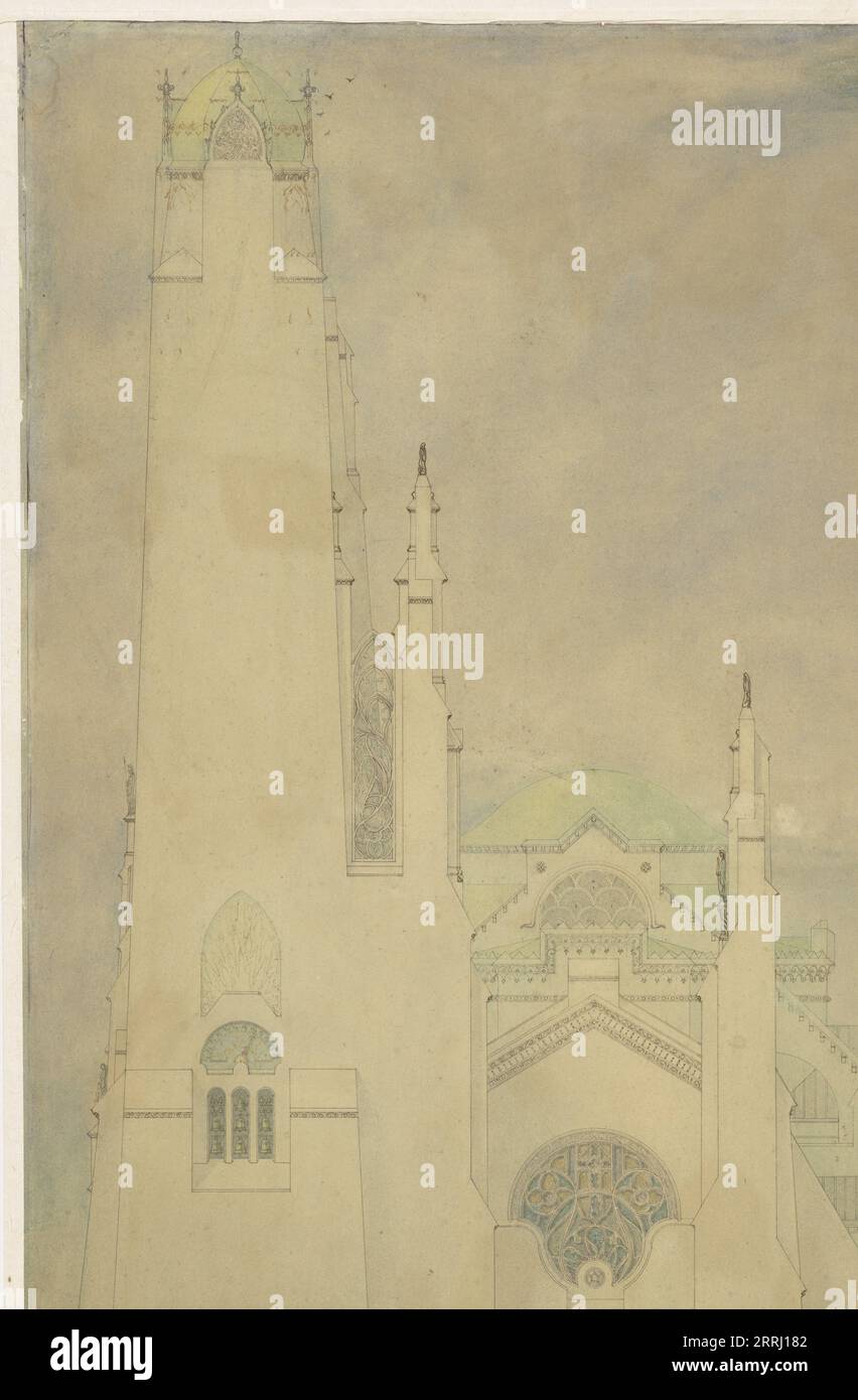 Design for a church, 1877-1932. Architectural drawing Stock Photo - Alamy