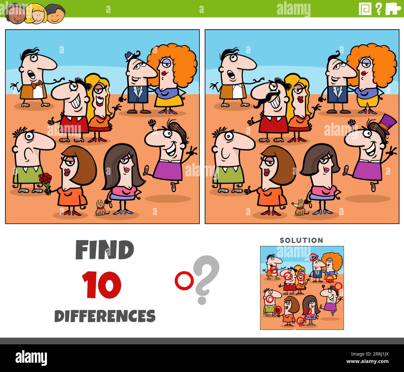 Cartoon illustration of finding the differences between pictures ...