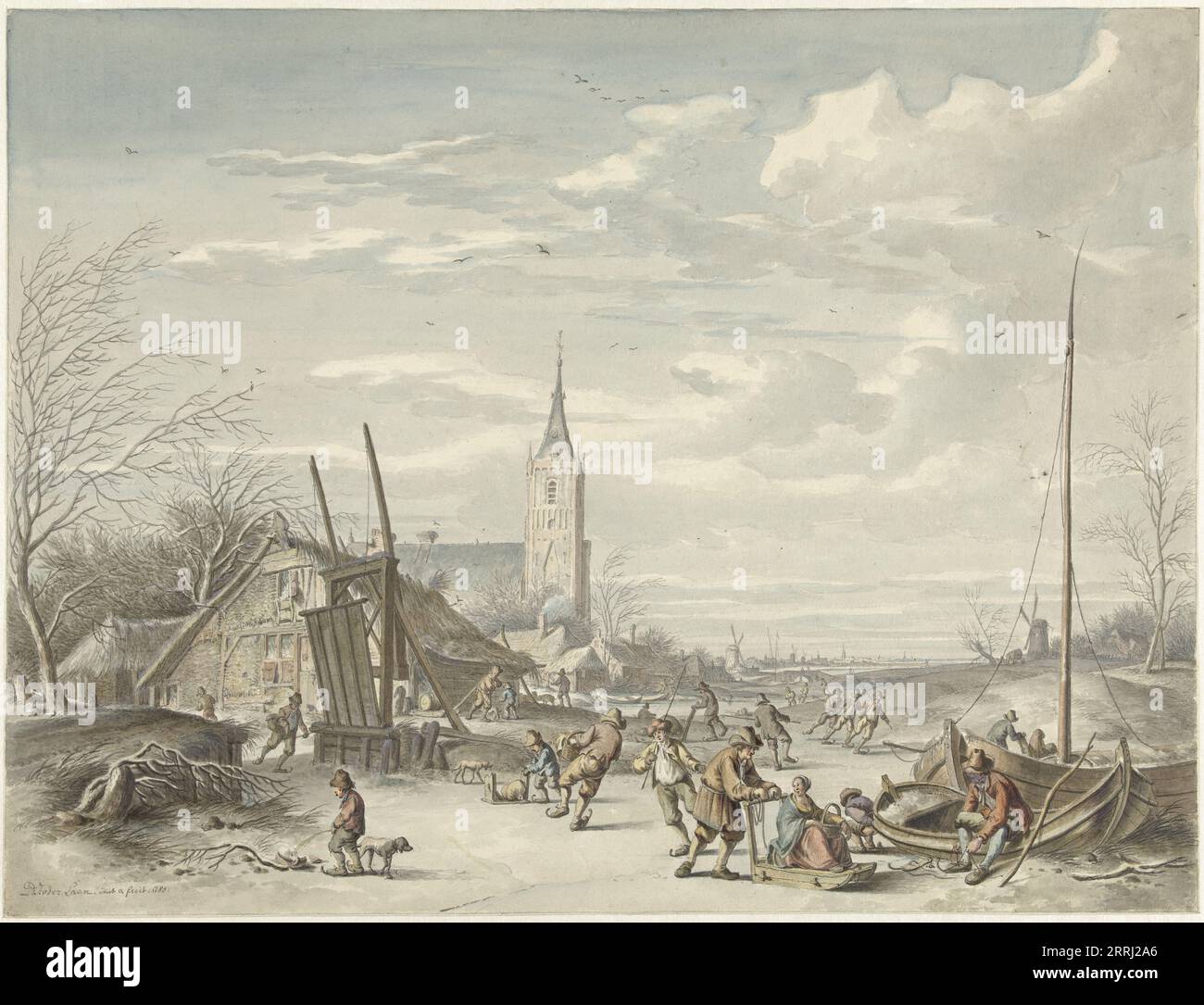 Winter landscape, 1780 Stock Photo - Alamy