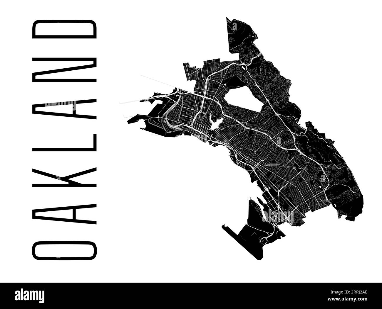 Oakland city map, United States. Municipal administrative borders ...