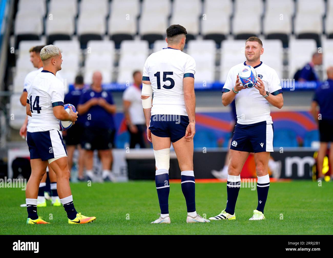 Scotland's Finn Russell (right) during the captain's run at the Stade ...
