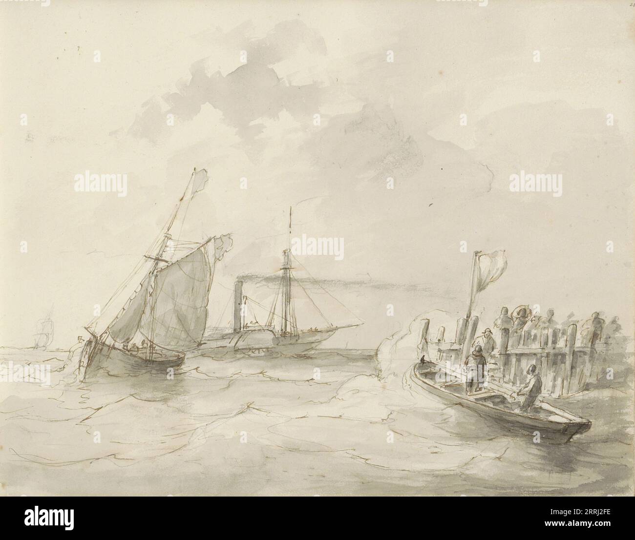 Sailing ships off the coast, c.1825-c.1875 Stock Photo - Alamy