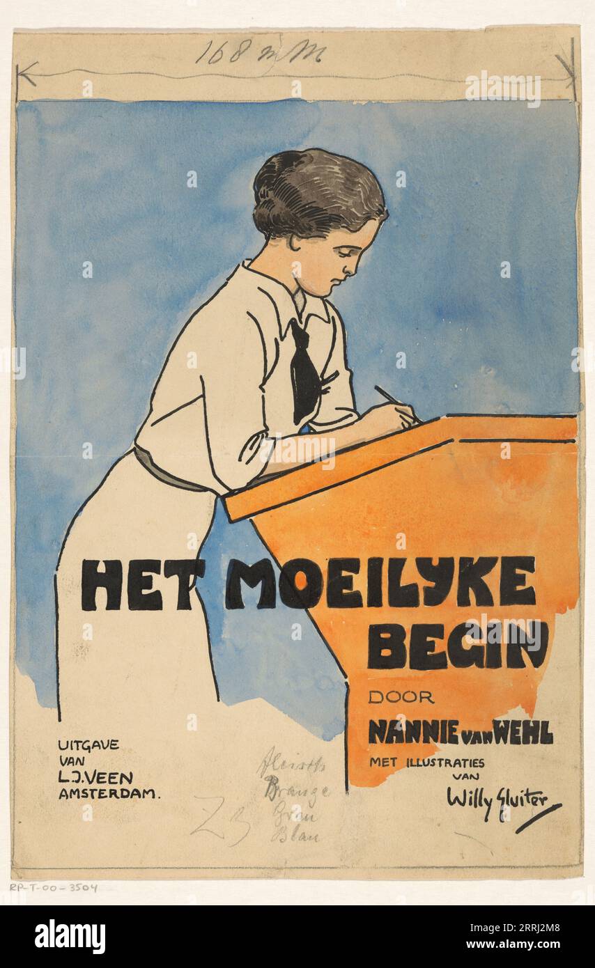 Cover design for "The difficult beginning" by Nannie van Wehl, 1915 or ...