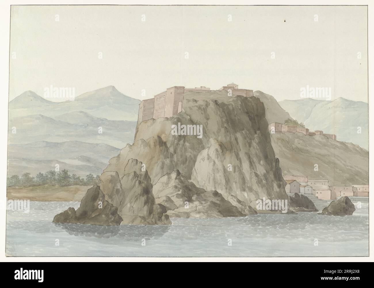 Rock and town of Scilla in the Calabria region from the sea on the ...