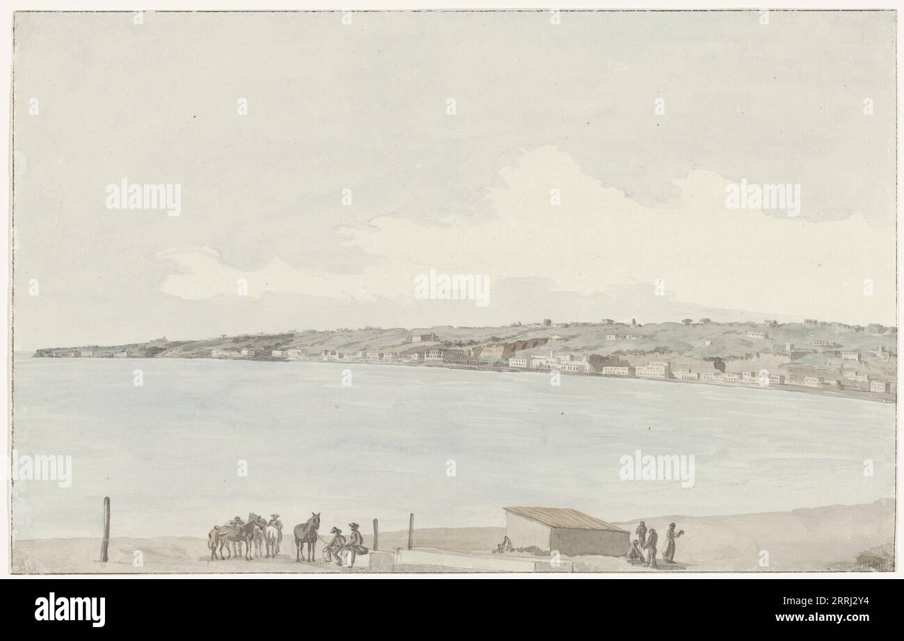 View of the promontory of Posillipo with ancient palace of Queen Jeanne ...