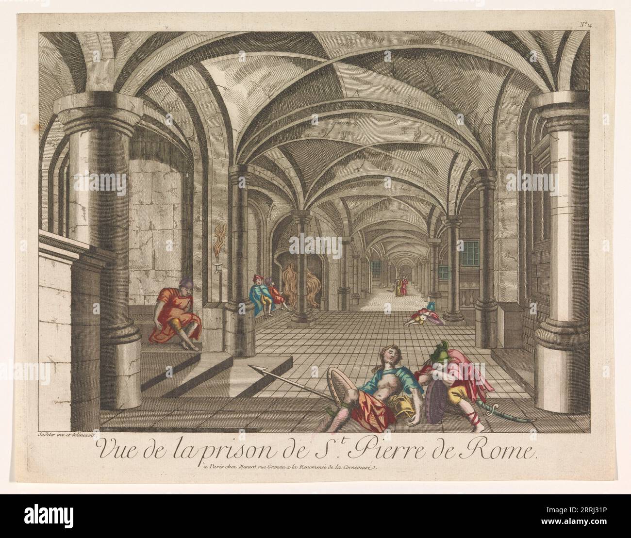 View of the interior of the Mamertine prison in Rome, 1700-1799. An ...