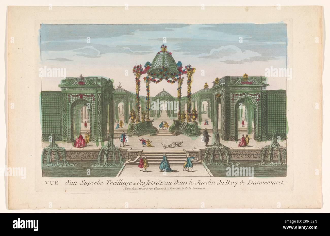View of the Pergola and the fountains of a garden of the king of ...