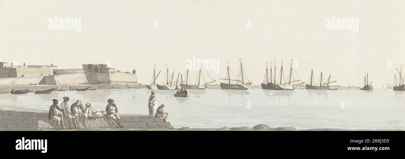 View of the roadstead with ships anchored at Bari, 1778. Drawing from ...