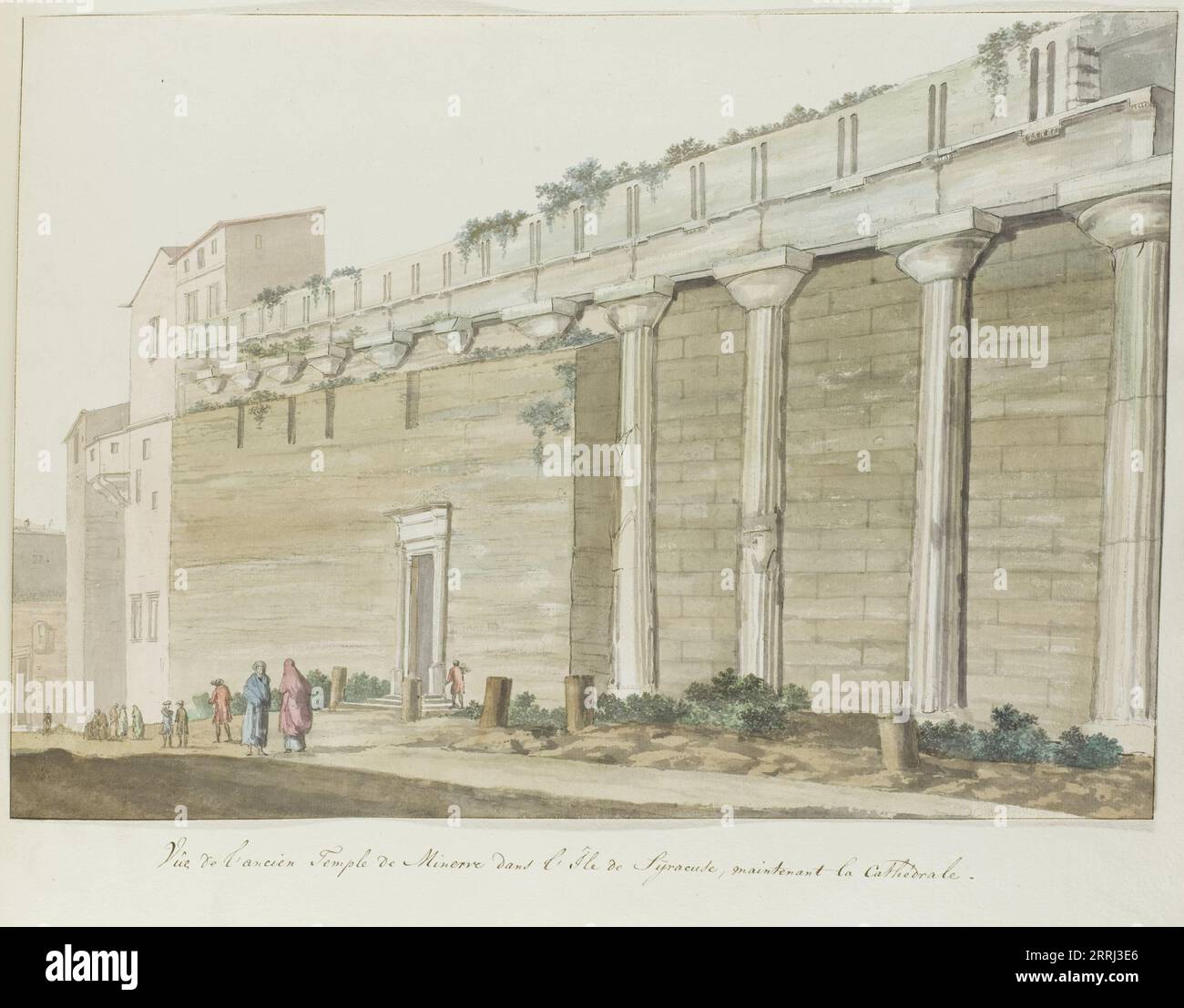 View of the old Temple of Athena (Minerva) on the island of Syracuse ...