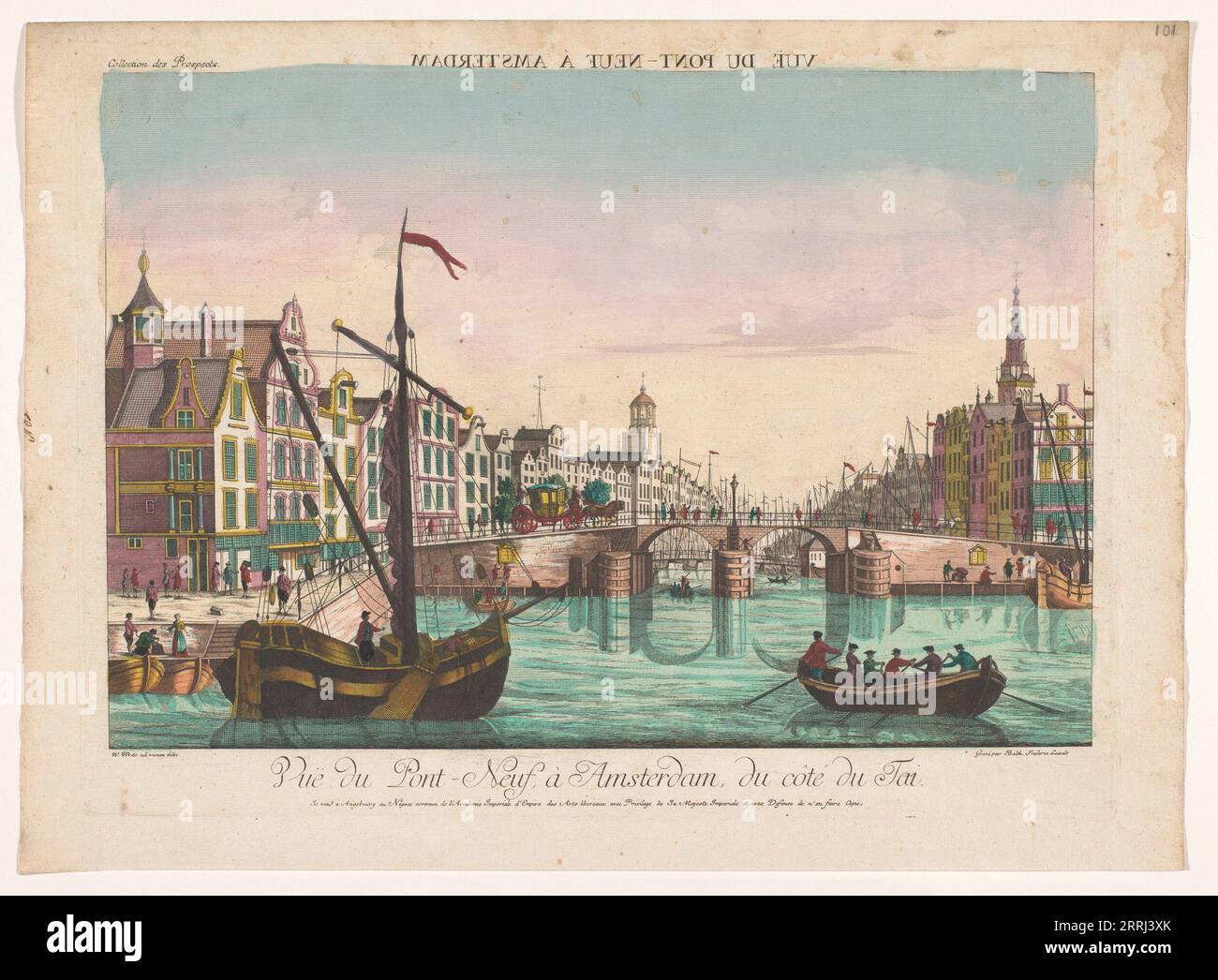 View of the new bridge over the Amstel in Amsterdam, 1755-1779. In the ...