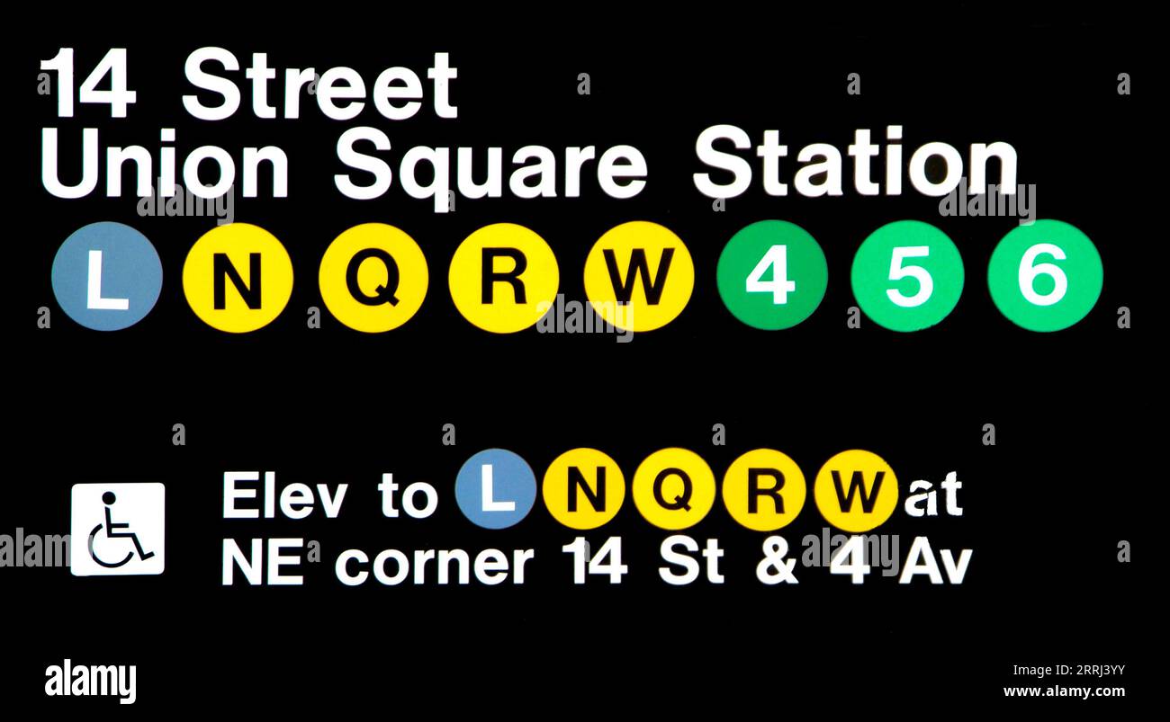 Subway sign of the 14 Street Union Square Station in New York City ...