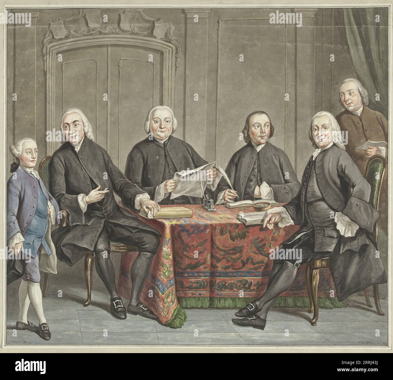 Four men sitting around table hi-res stock photography and images - Alamy