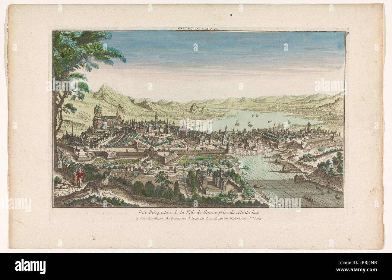 View of the city of Geneva seen from Lake Geneva, 1735-1805 Stock Photo ...
