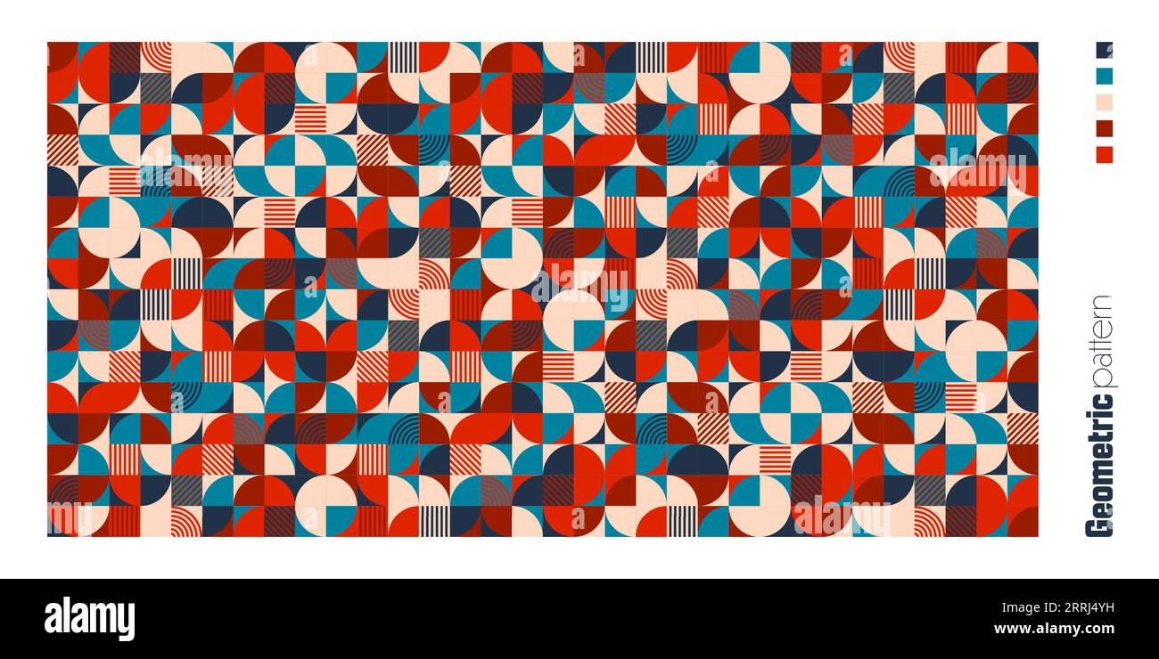Geometric trendy pattern, Bauhaus style. Modern colorful background with simple elements. Retro ...