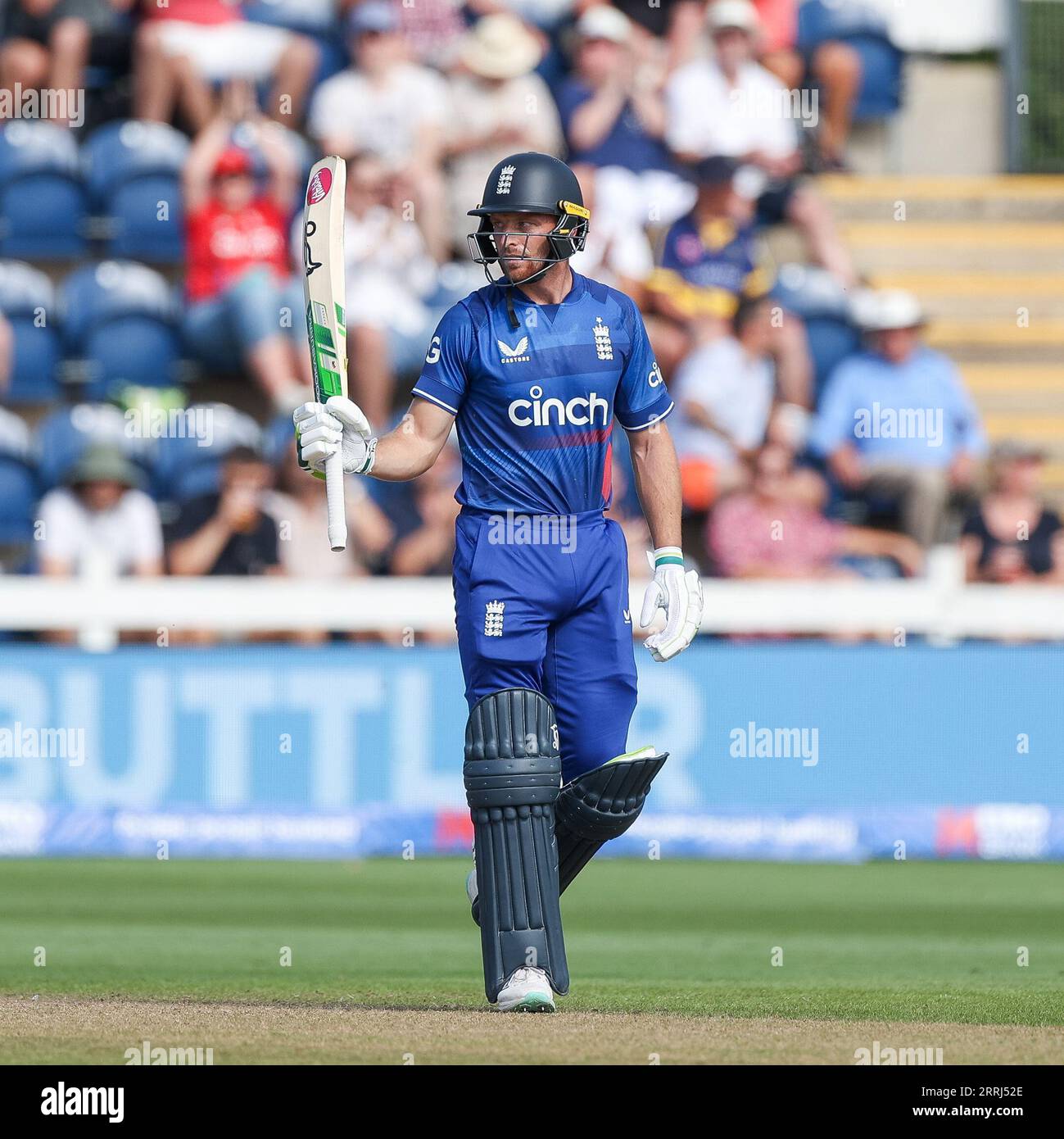 Cardiff, UK. 08th Sep, 2023. England's captain, Joss Buttler reaches ...