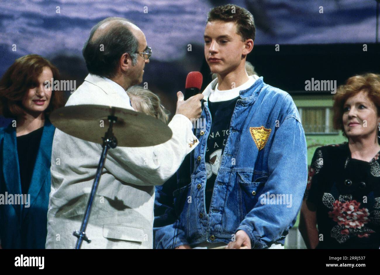 Mensch Meier, ARD Spielshow, 1990, Gastgeber Alfred Biolek im Gespräch mit Christian Kahrmann ...