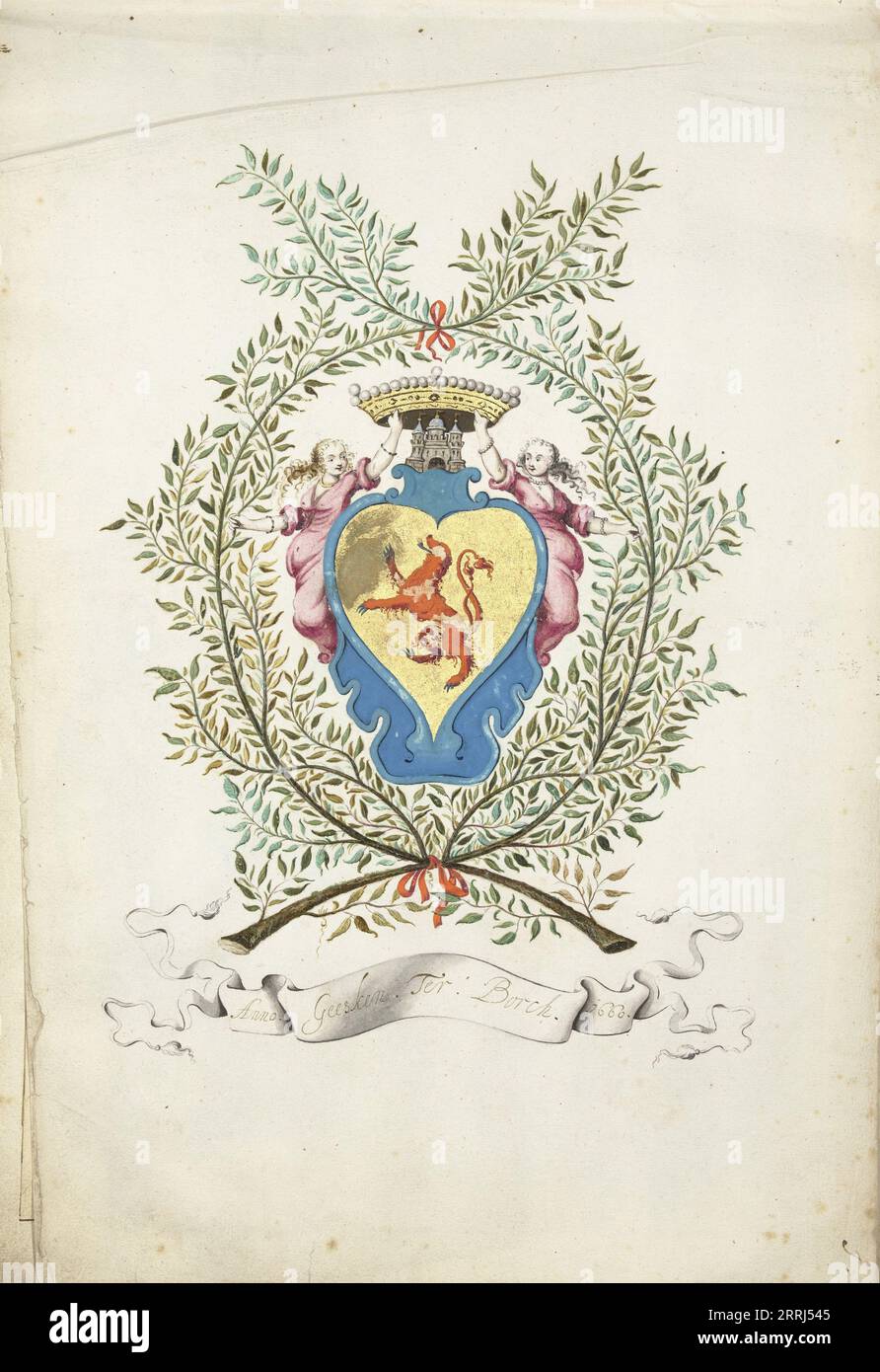 Decorated coat of arms of the Ter Borch family, 1660 Stock Photo - Alamy