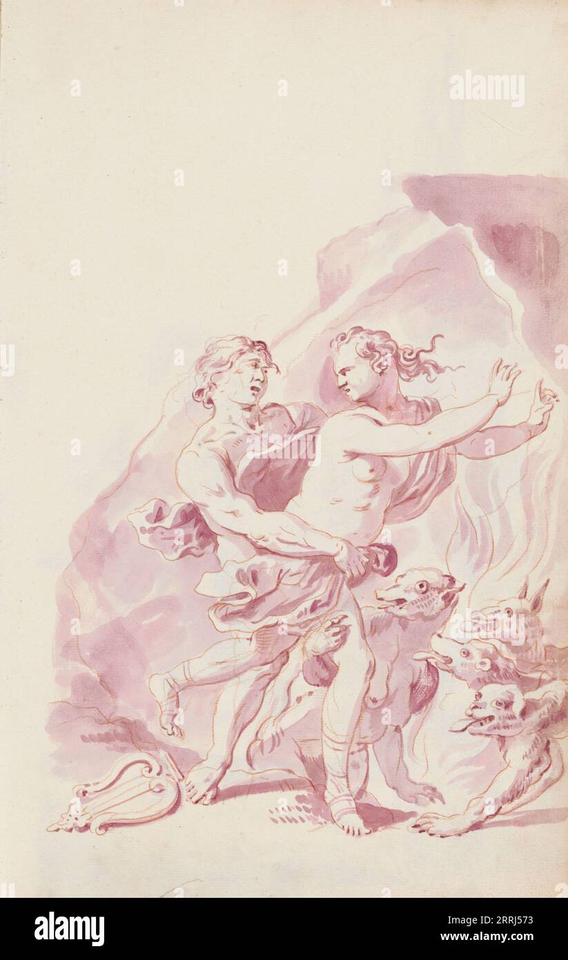 Orpheus and Eurydice, c.1701. Orpheus tries to save Eurydice from the ...