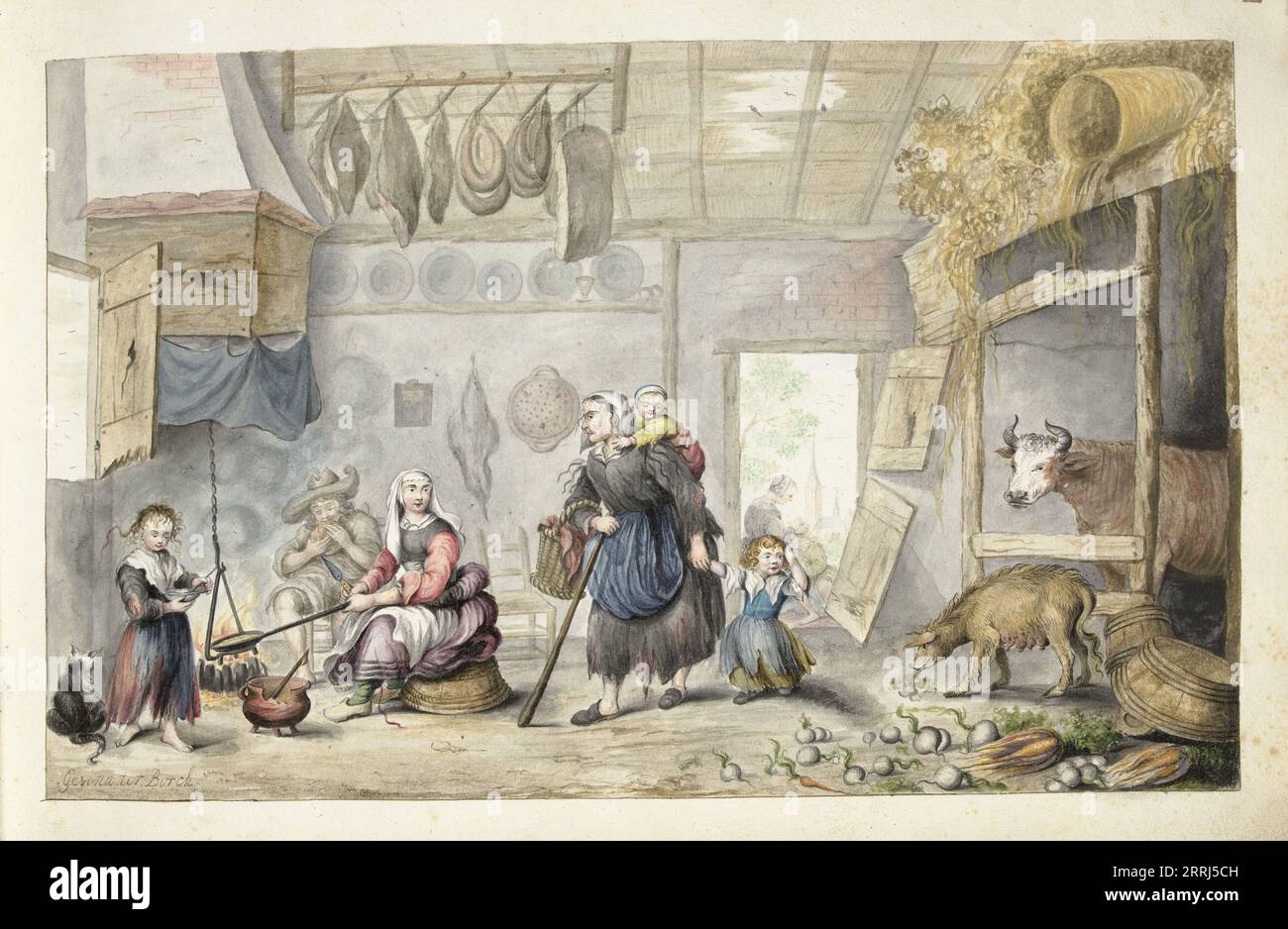 Farmhouse interior (charity or poverty), 1660-c.1687. A poor farming ...