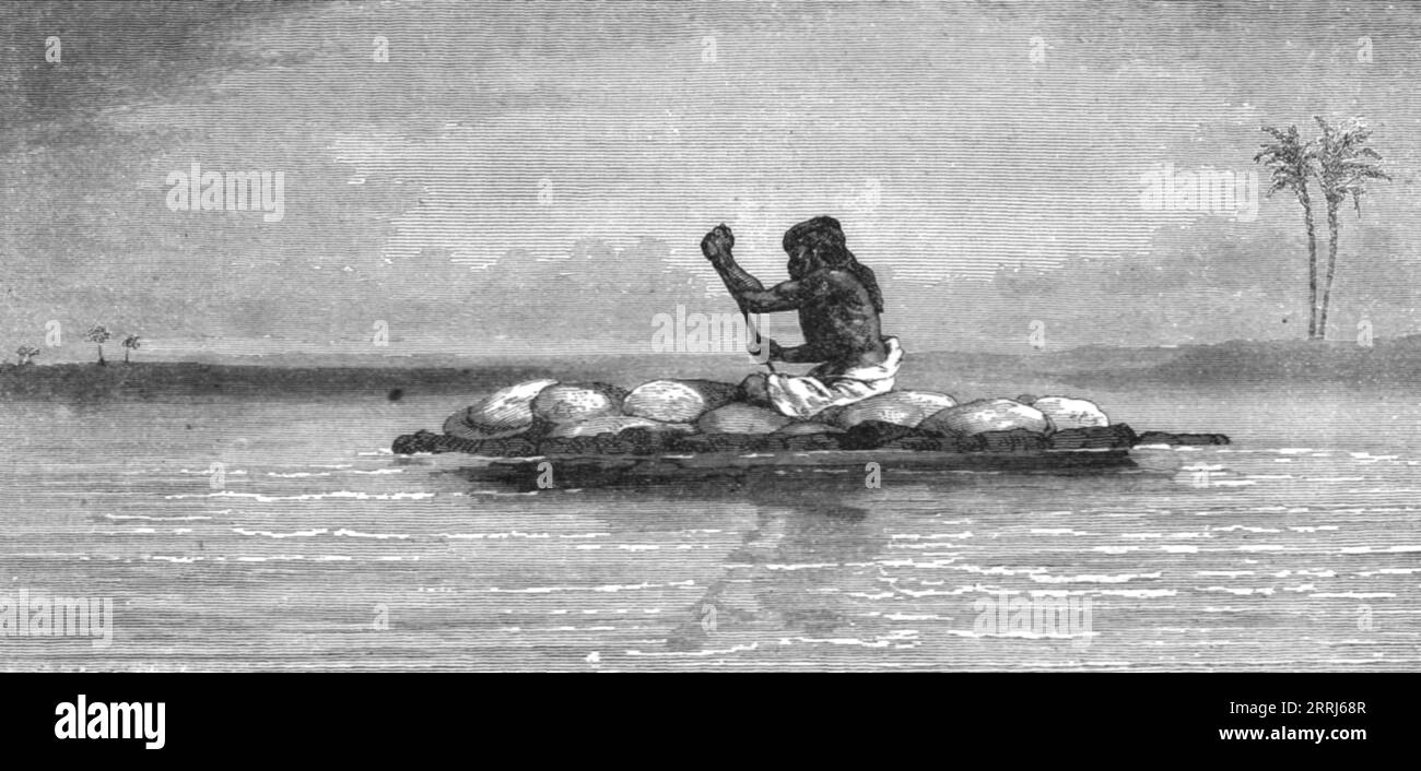 'Kelek, or raft of inflated skins, on the Tigris; Journeyings in ...