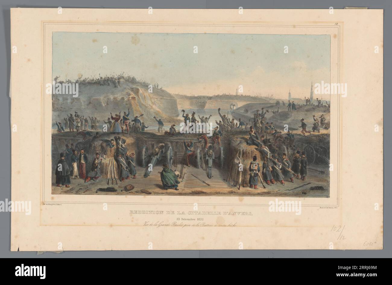 Surrender of the Citadel of Antwerp, 1832, (1833). Cheering people ...
