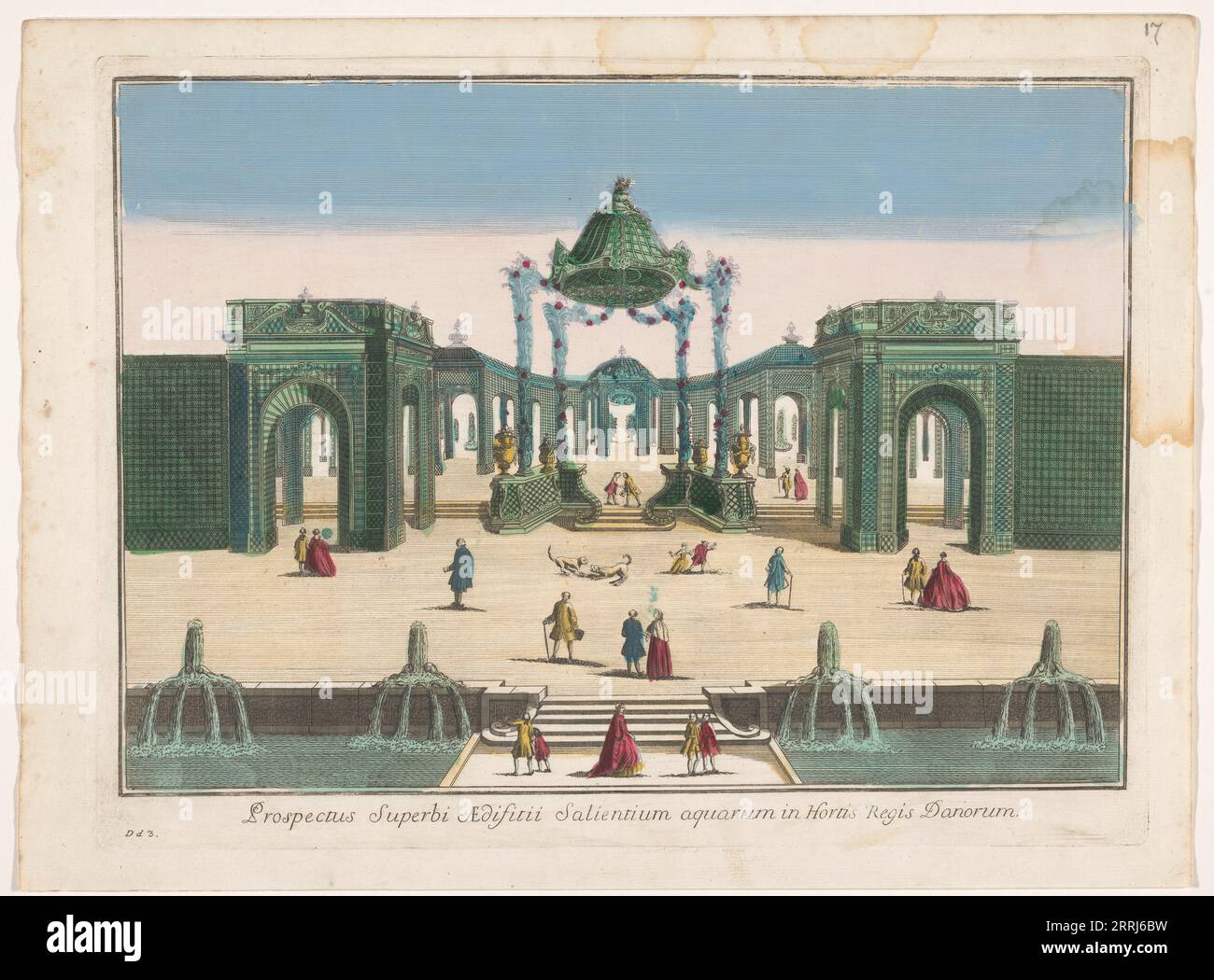 View of the Pergola and the fountains of a garden of the king of ...